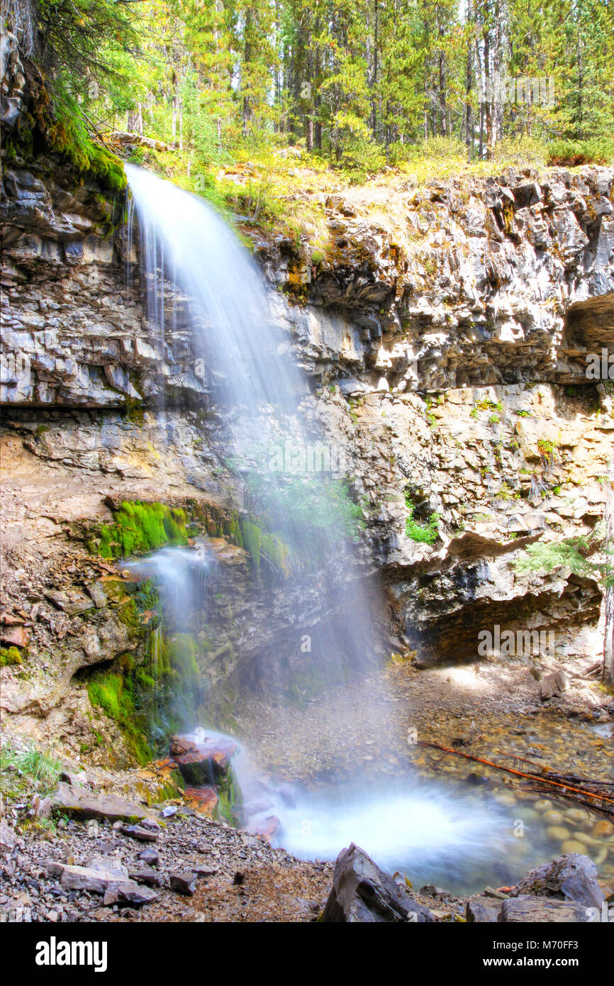 Long exposure of Troll Falls, a waterfall located in the wild and ...