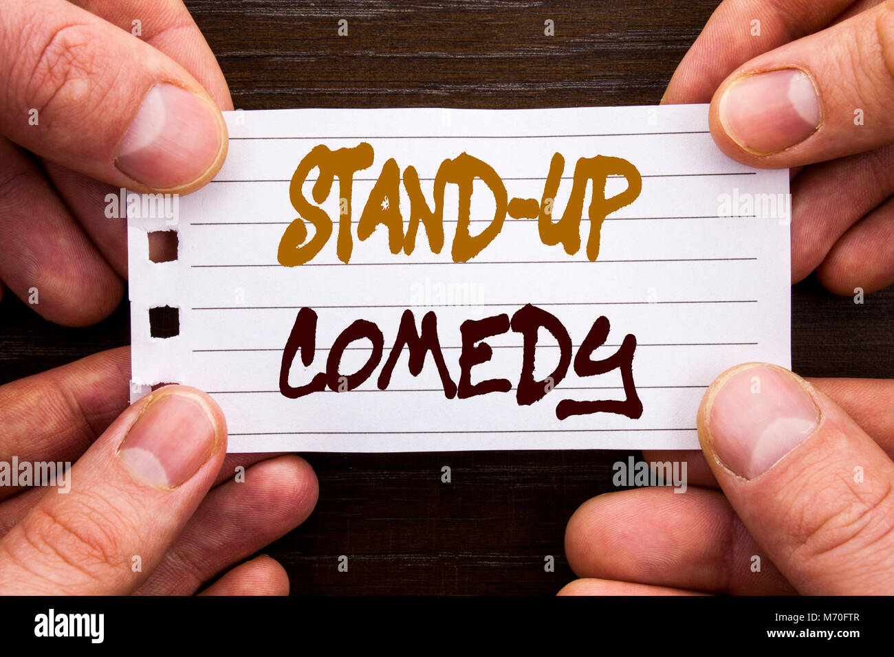 Handwritten text sign showing Stand Up Comedy. Business concept for ...