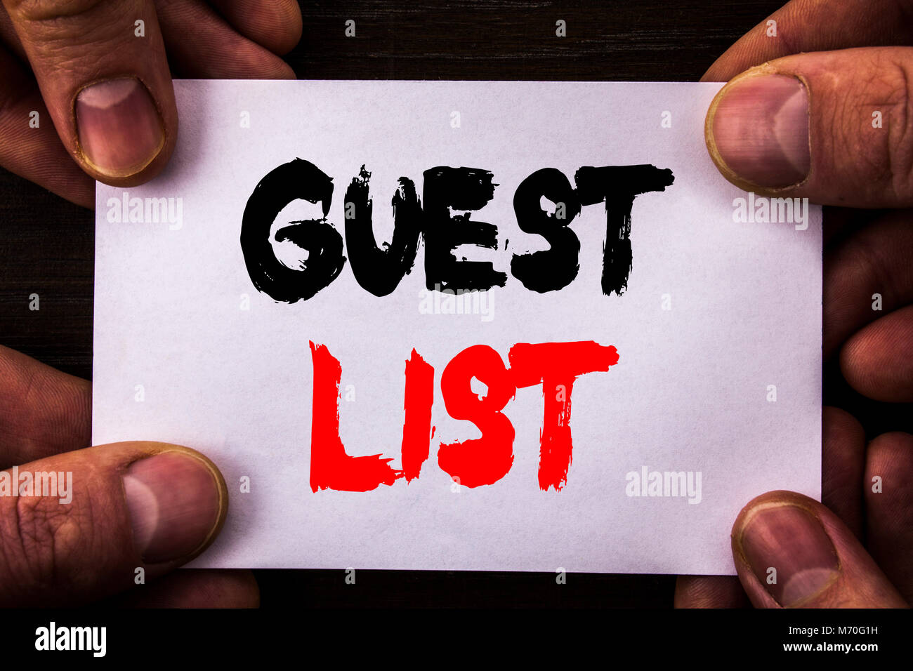 Conceptual hand writing text showing Guest List. Concept meaning ...