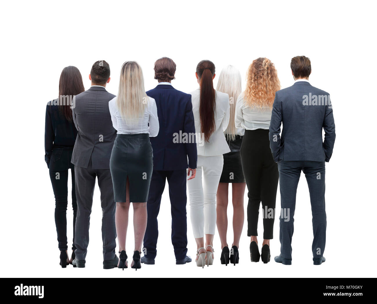 Back view group of business people. Rear view. Isolated over white ...