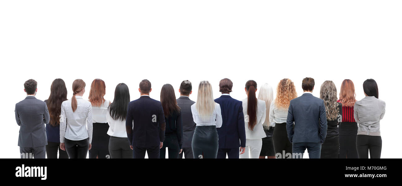 Back view group of business people. Rear view. Isolated over white ...