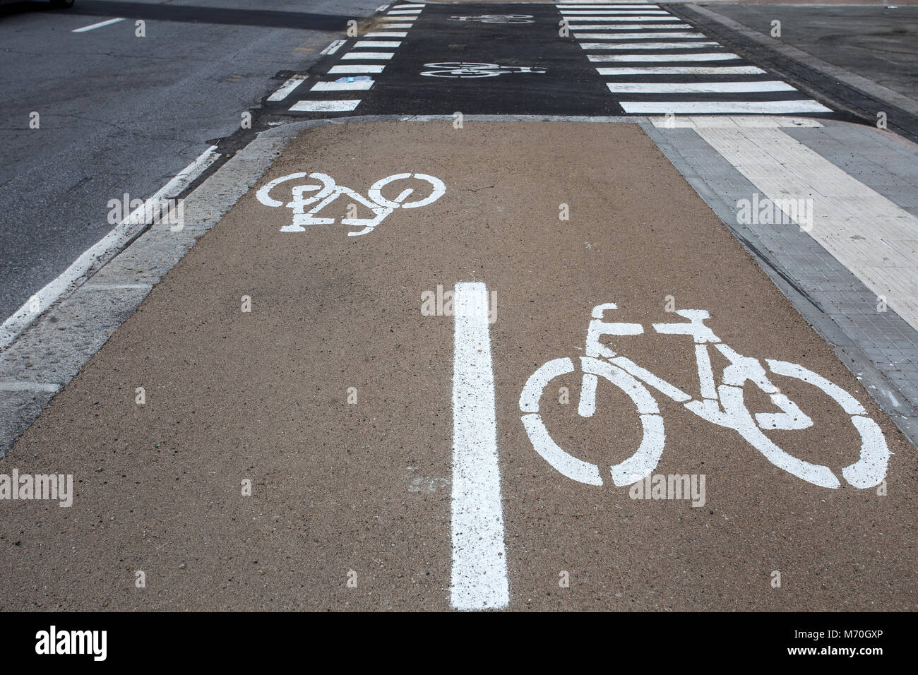Bicycle lane sign on the road, symbol for roadway part reserved for ...