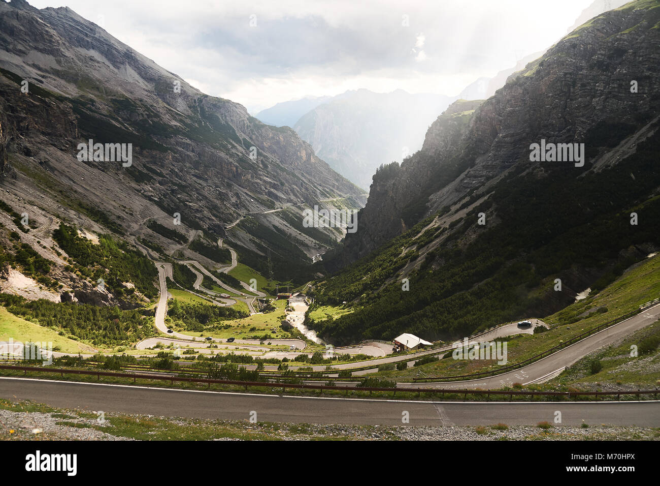 Magnificent view of the Stelvio Pass, a famous mountain pass in ...