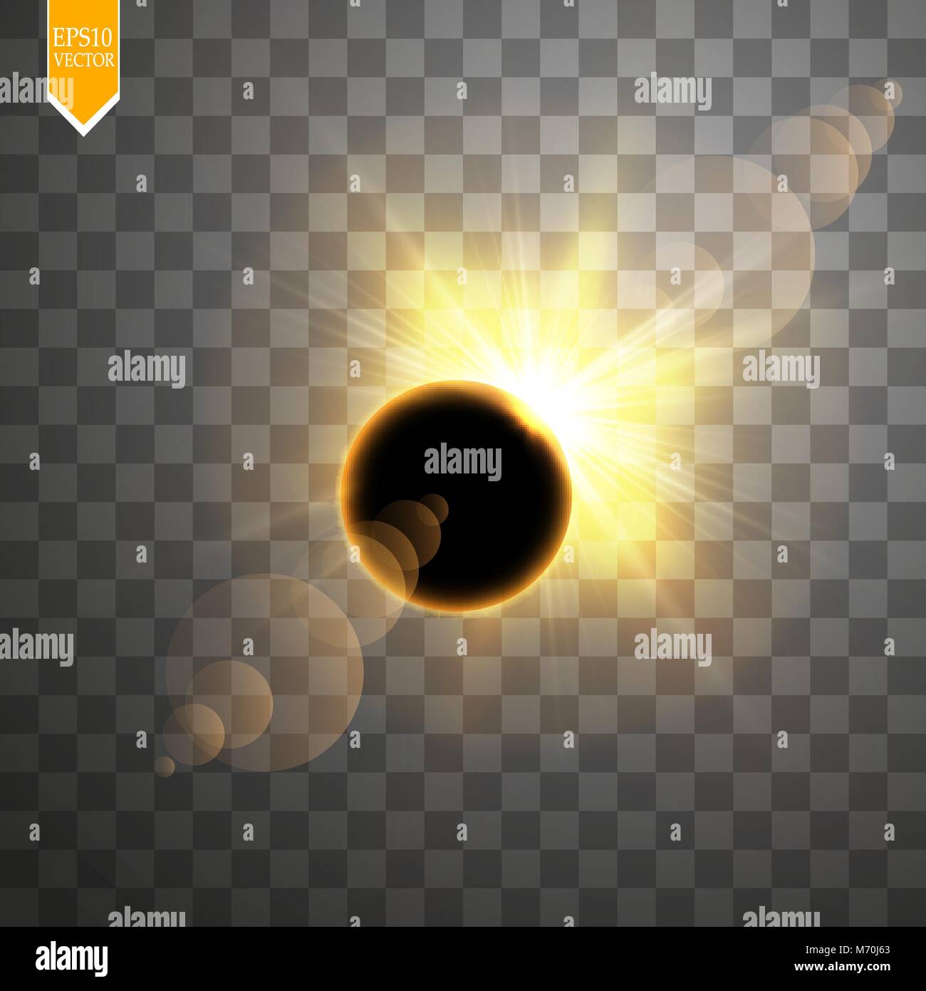 Total solar eclipse vector illustration on transparent background. Full ...