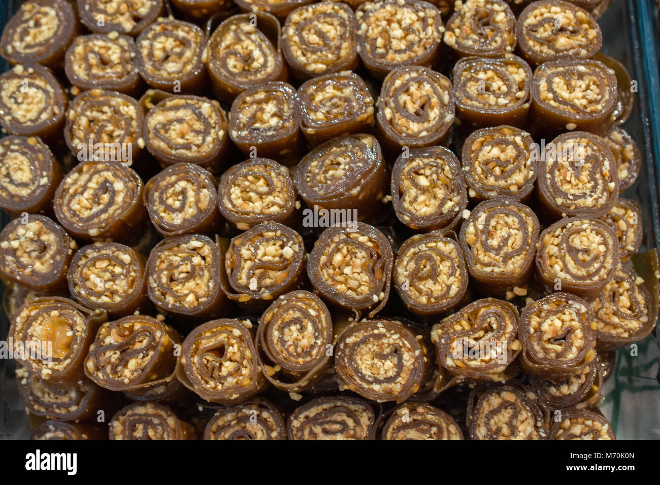 Turkish style fruit dried pulp as snack food Stock Photo - Alamy