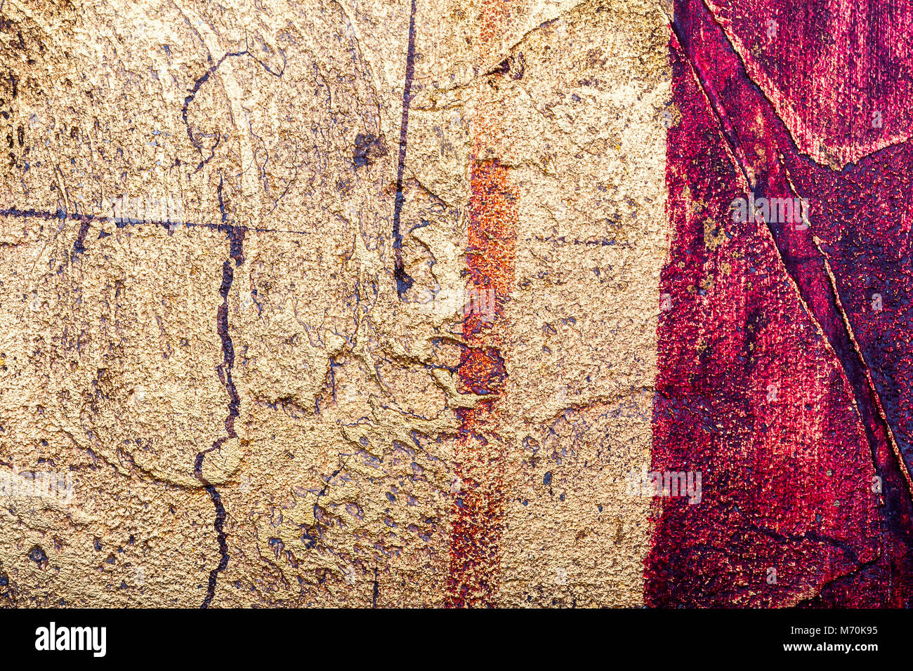 Red with golden bumpy wall stucco texture background Stock Photo - Alamy