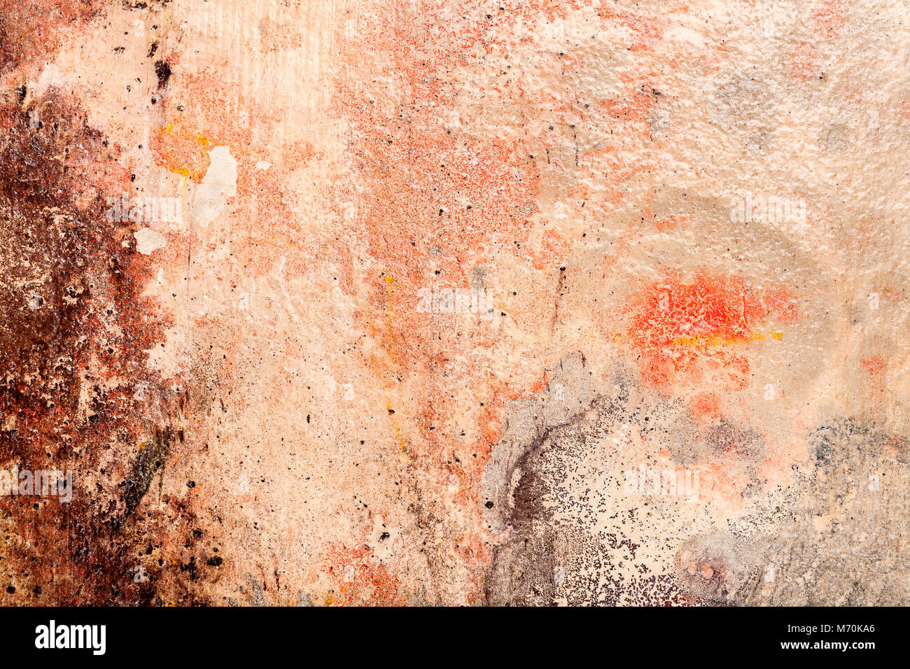 Yellow brown and red messy wall stucco texture background. Decorative ...