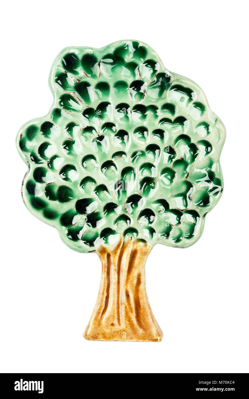 Handmade ceramic tree isolated on white background Stock Photo - Alamy