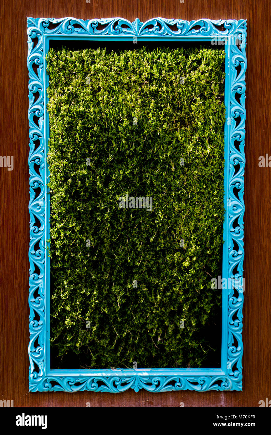 Photo frame made of wooden material in view Stock Photo - Alamy