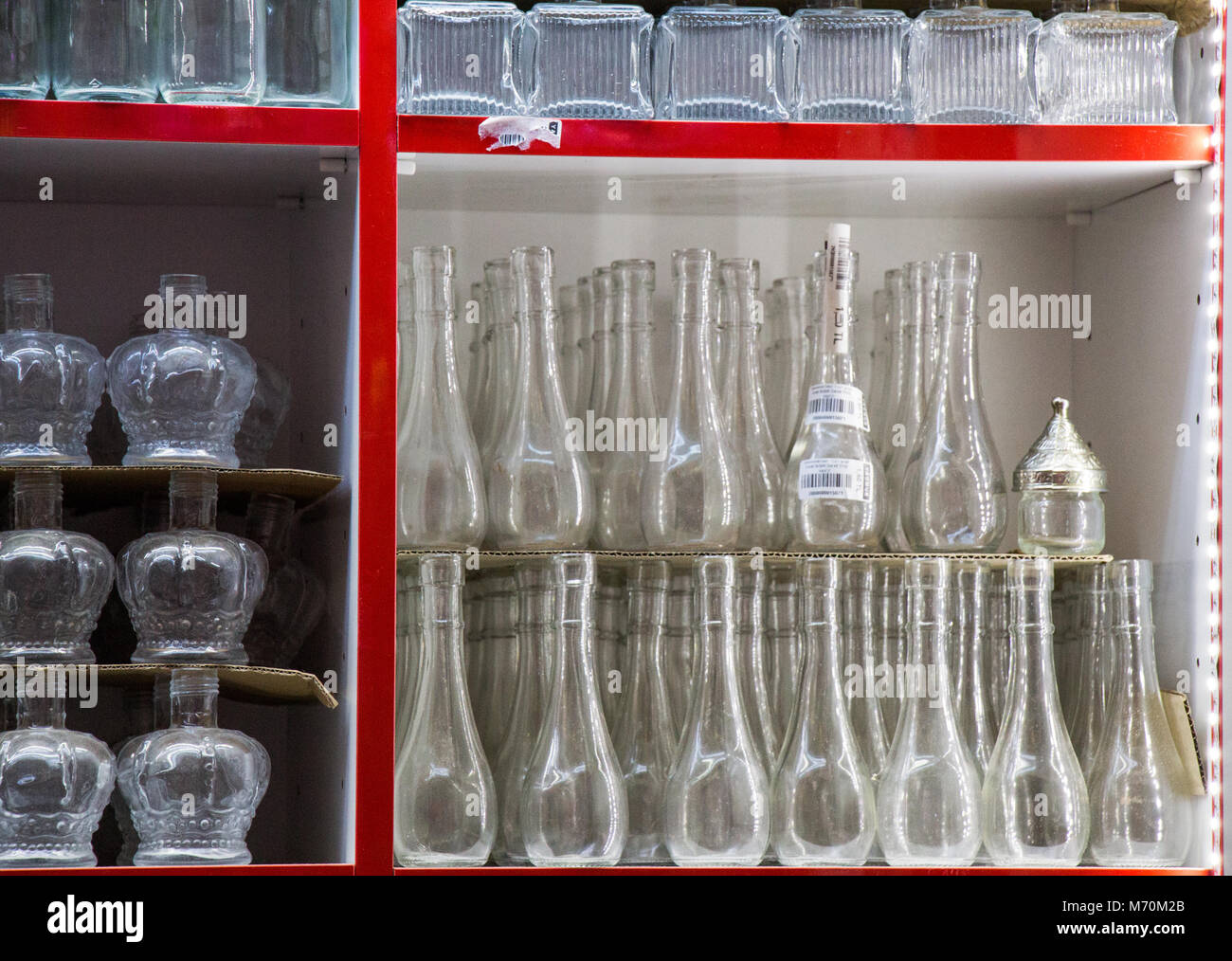 Set of Empty small transparent bottles in a box Stock Photo - Alamy