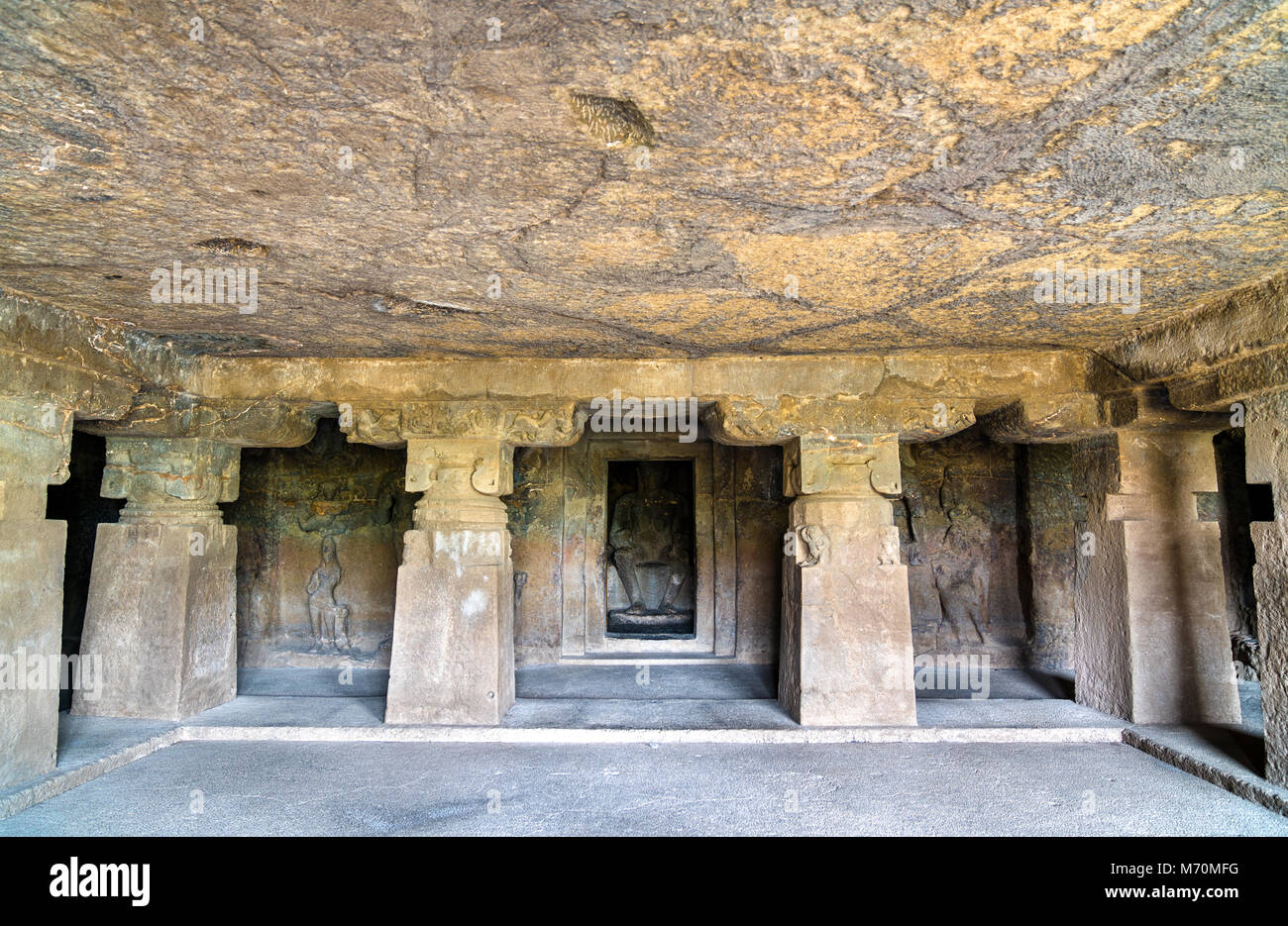 Interior of Ellora Cave no. 3. UNESCO world heritage in India Stock ...