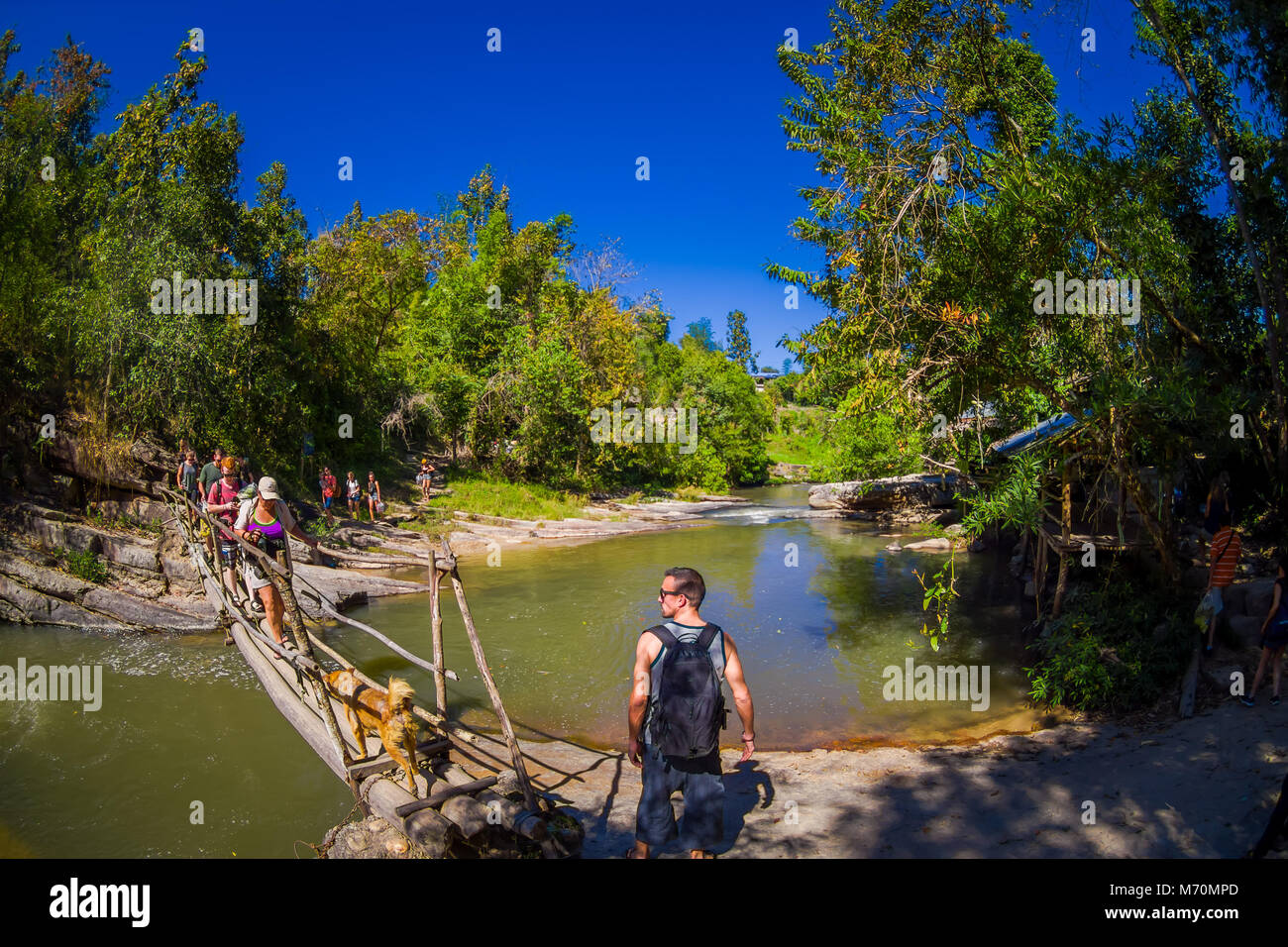 CHIANG RAI, THAILAND - FEBRUARY 01, 2018: Outdoor view of unidentified ...