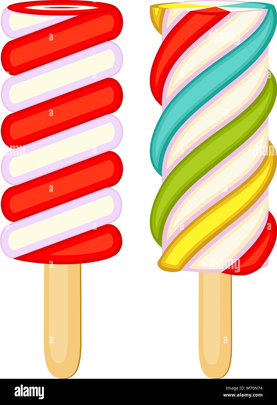 Bright colorful fruit ice cream popsicle icon set. Summer comfort fast ...