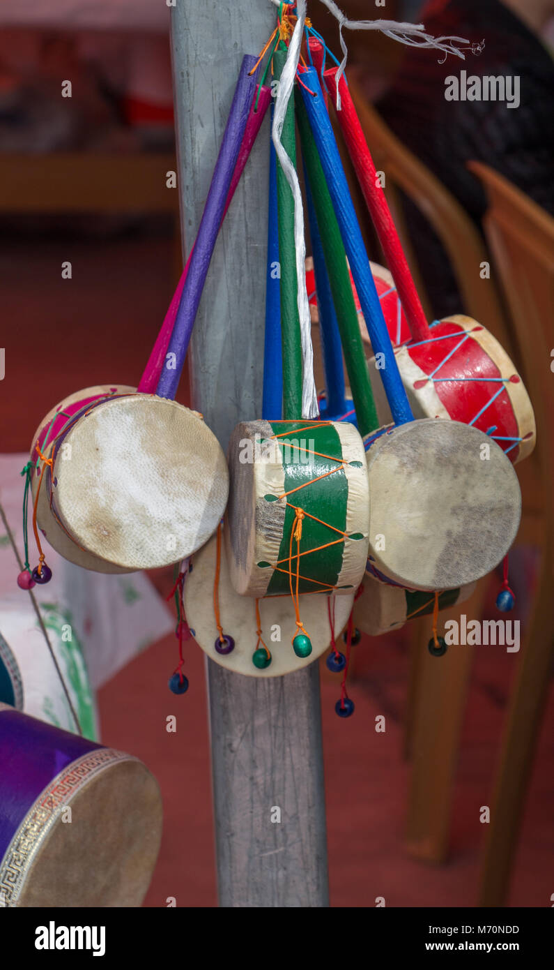 Traditional drums as an musical instrument in a market Stock Photo - Alamy