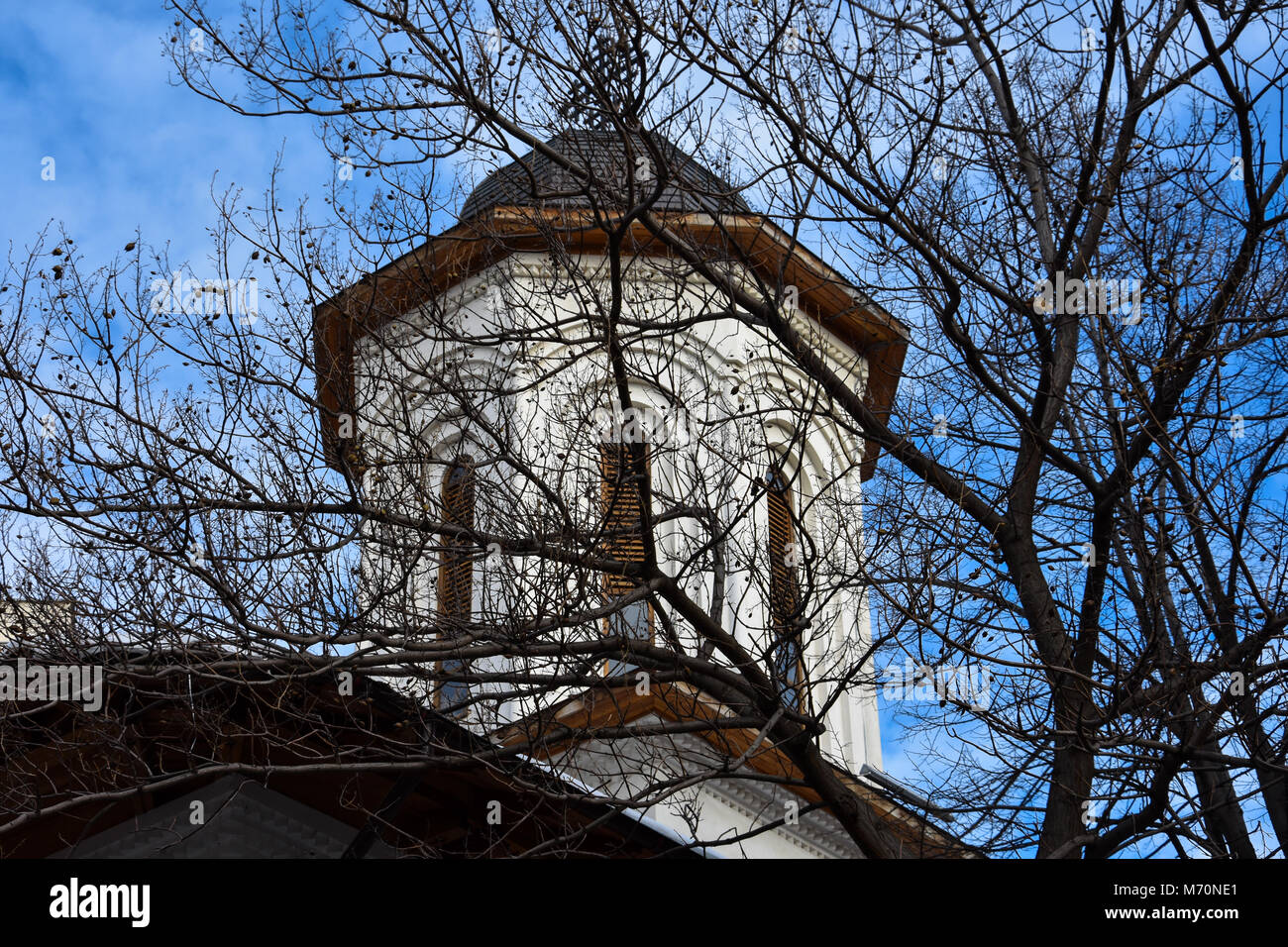 Orthodox Church behind the branches. Bucharest, Romania Stock Photo - Alamy