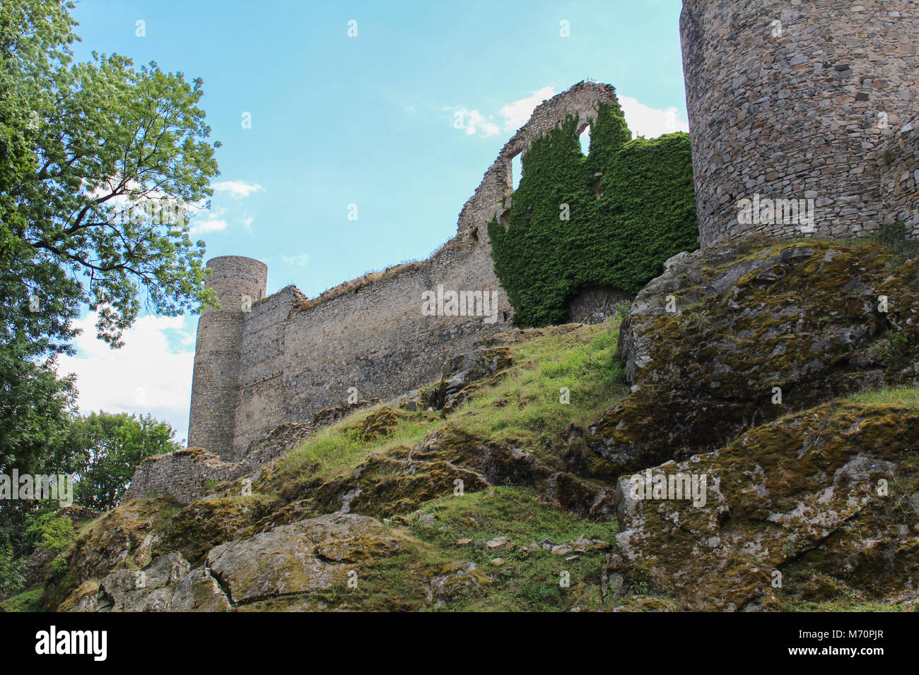 Detail to castle side tower. Czech landscape Stock Photo - Alamy