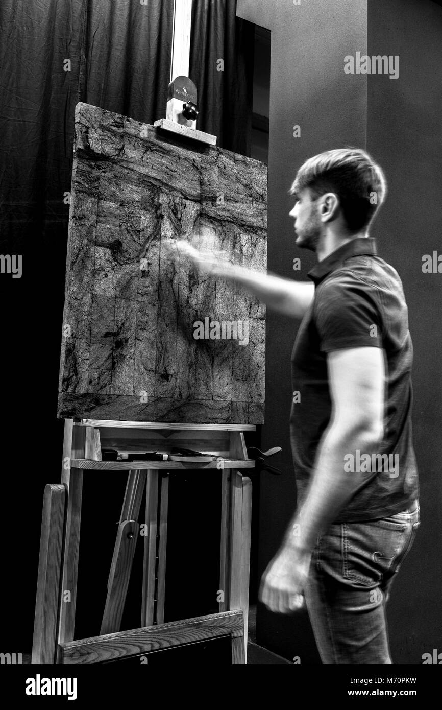 Contemporary art gallery wall Black and White Stock Photos & Images - Alamy