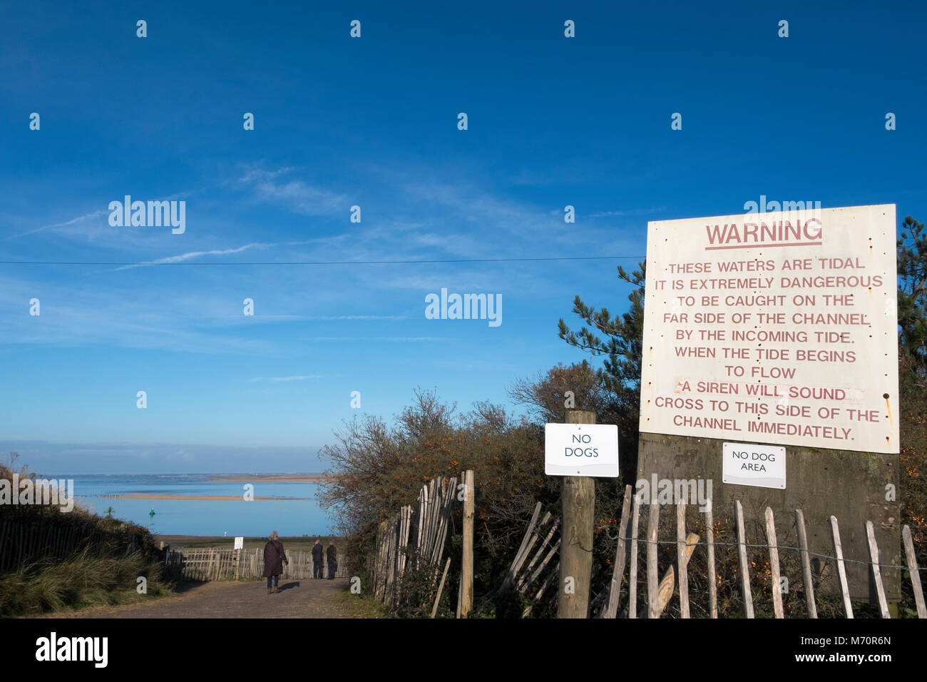 Warning sign about the dangerous waters at the beach at Wells-Next-The ...
