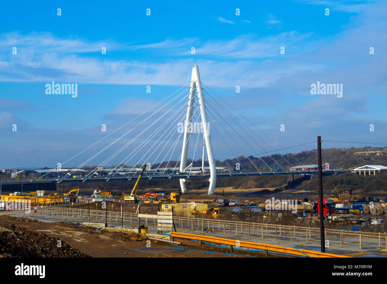 Northern Spire a cable stayed road bridge across the river Wear in ...
