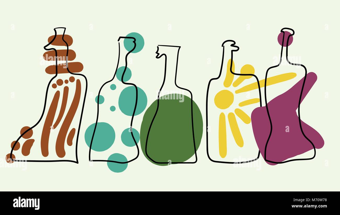 Vector colorful bottles in abstract art style Stock Vector Image & Art ...