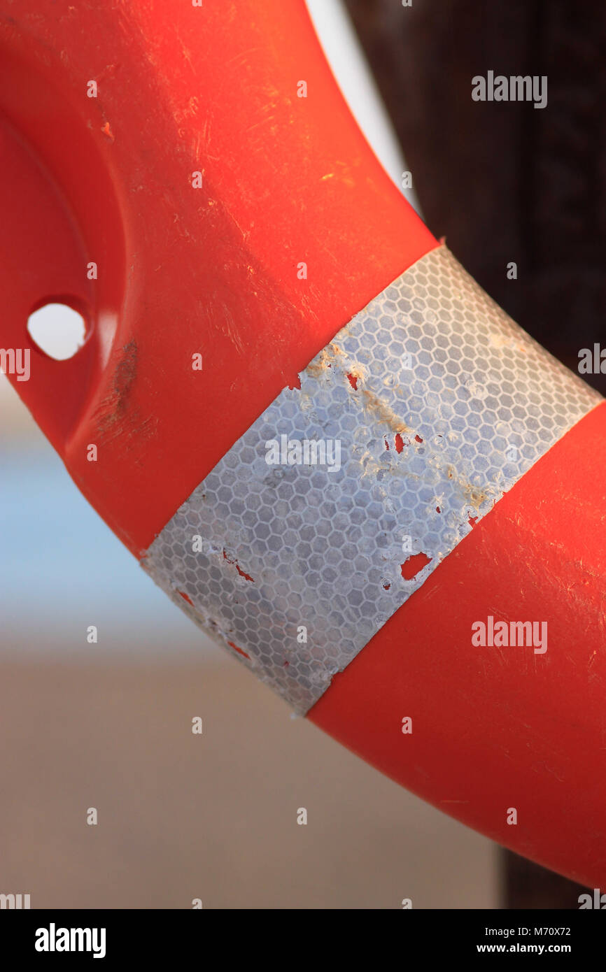 Close up of life saving ring lifebelt at seaside, Brighton England ...