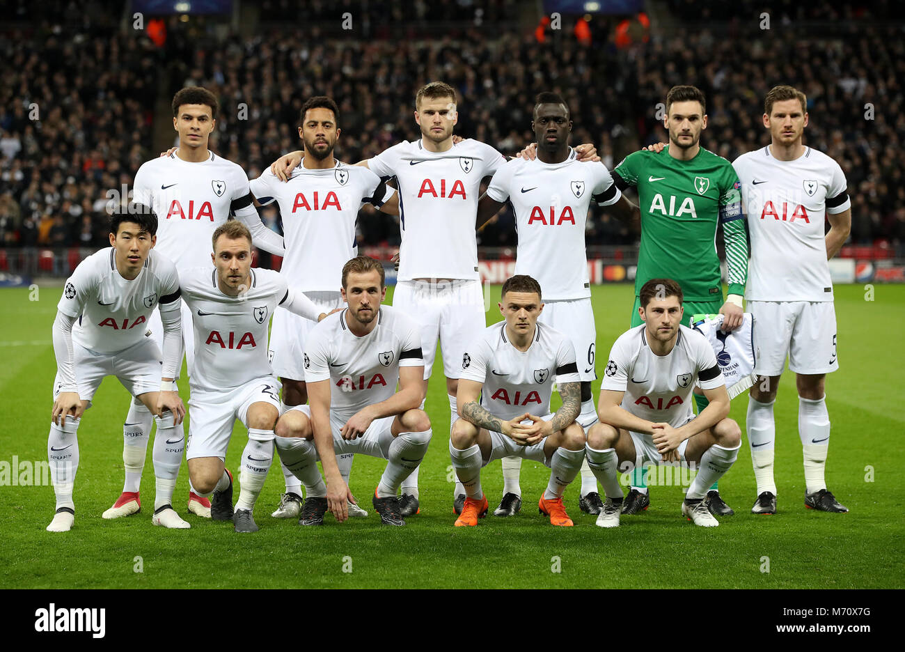 Back row, left to right, Tottenham Hotspur's Dele Alli, Mousa Dembele ...