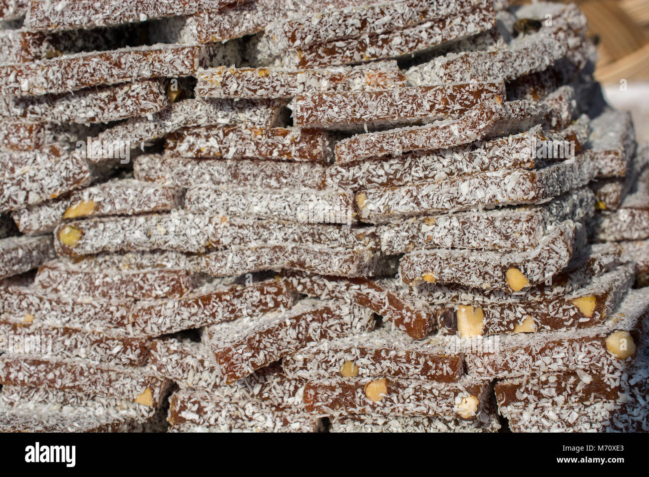 Turkish style fruit dried pulp as snack food Stock Photo - Alamy