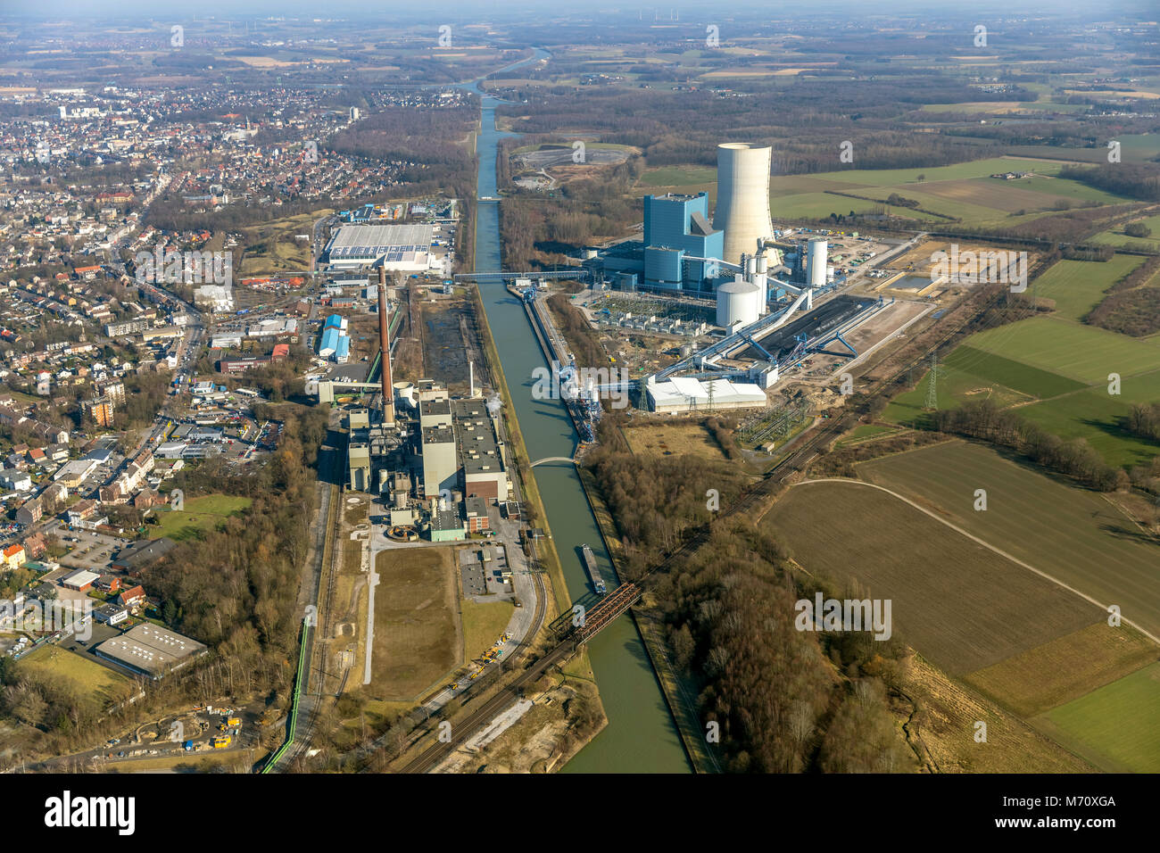Coal power plant, Datteln 4, Uniper power plant at Dortmund-Ems-Canal ...
