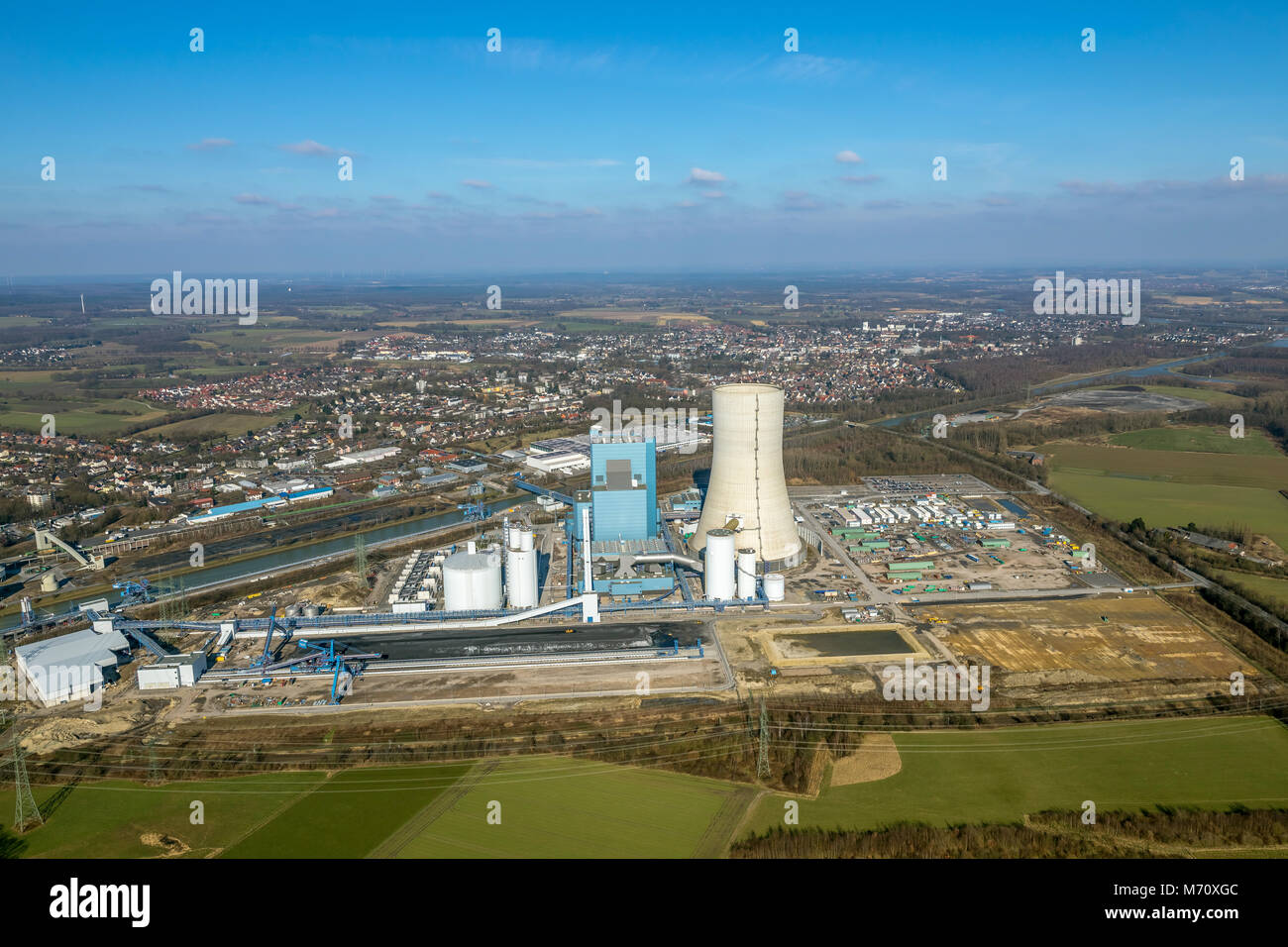 Coal power plant, Datteln 4, Uniper power plant at Dortmund-Ems-Canal ...