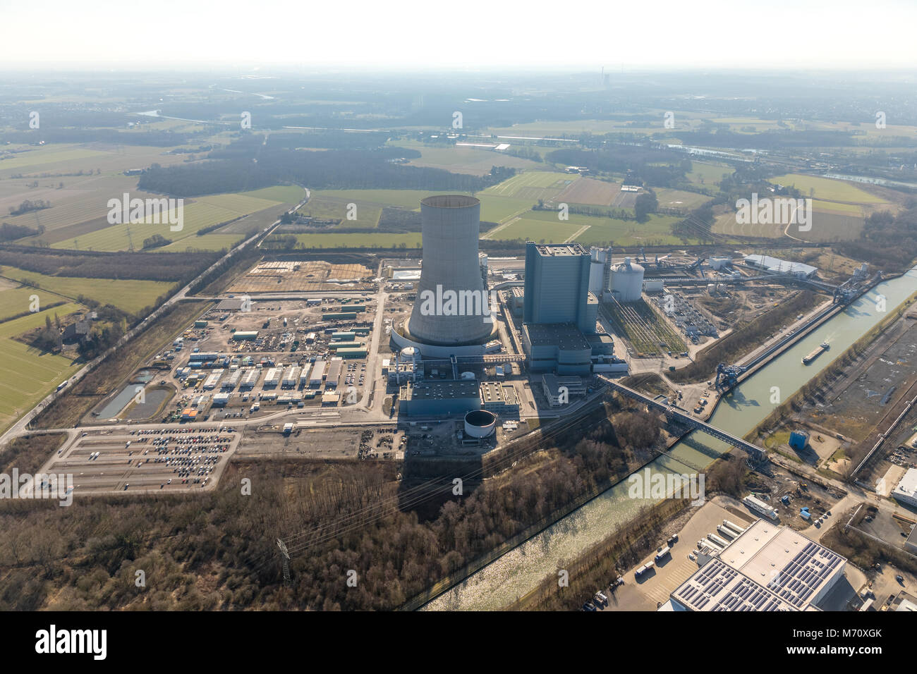 Coal power plant, Datteln 4, Uniper power plant at Dortmund-Ems-Canal ...