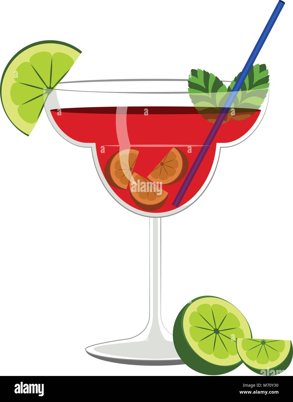 Rum cocktail with ice and lemon Stock Vector Images - Alamy