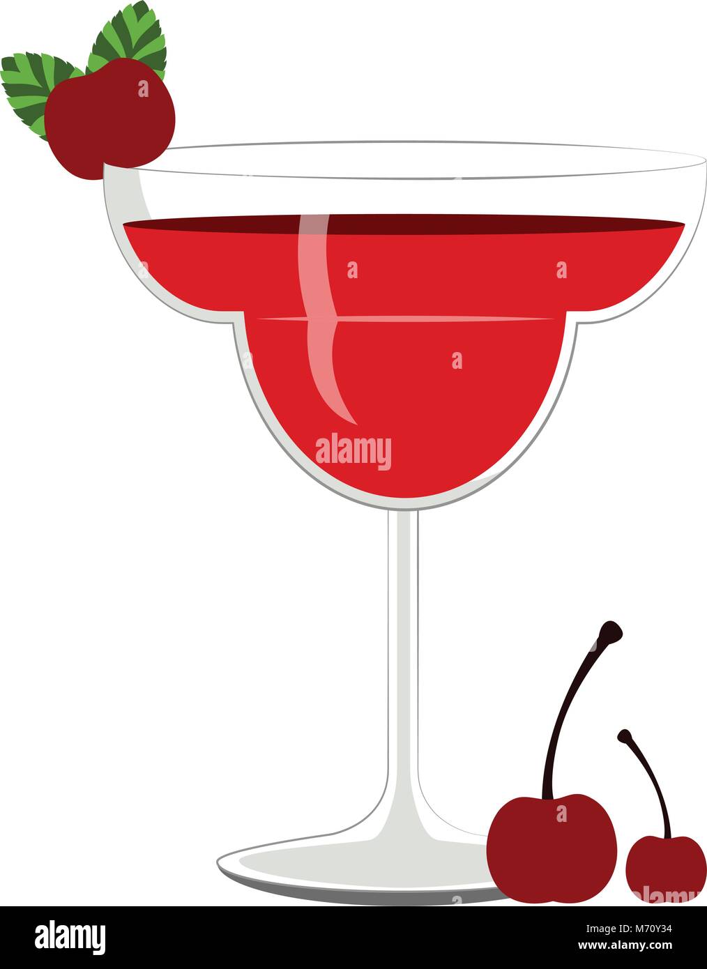 Red cocktail with cherries Stock Vector Image & Art - Alamy