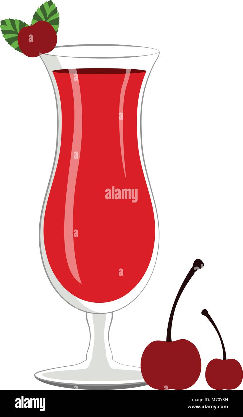 Red cocktail with cherries Stock Vector Image & Art - Alamy