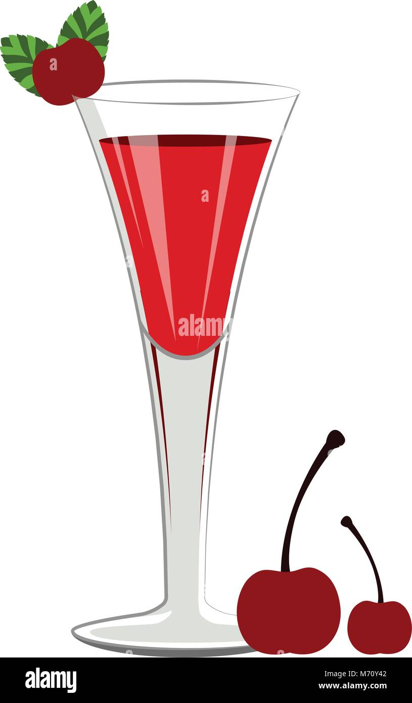 Red cocktail with cherries Stock Vector Image & Art - Alamy