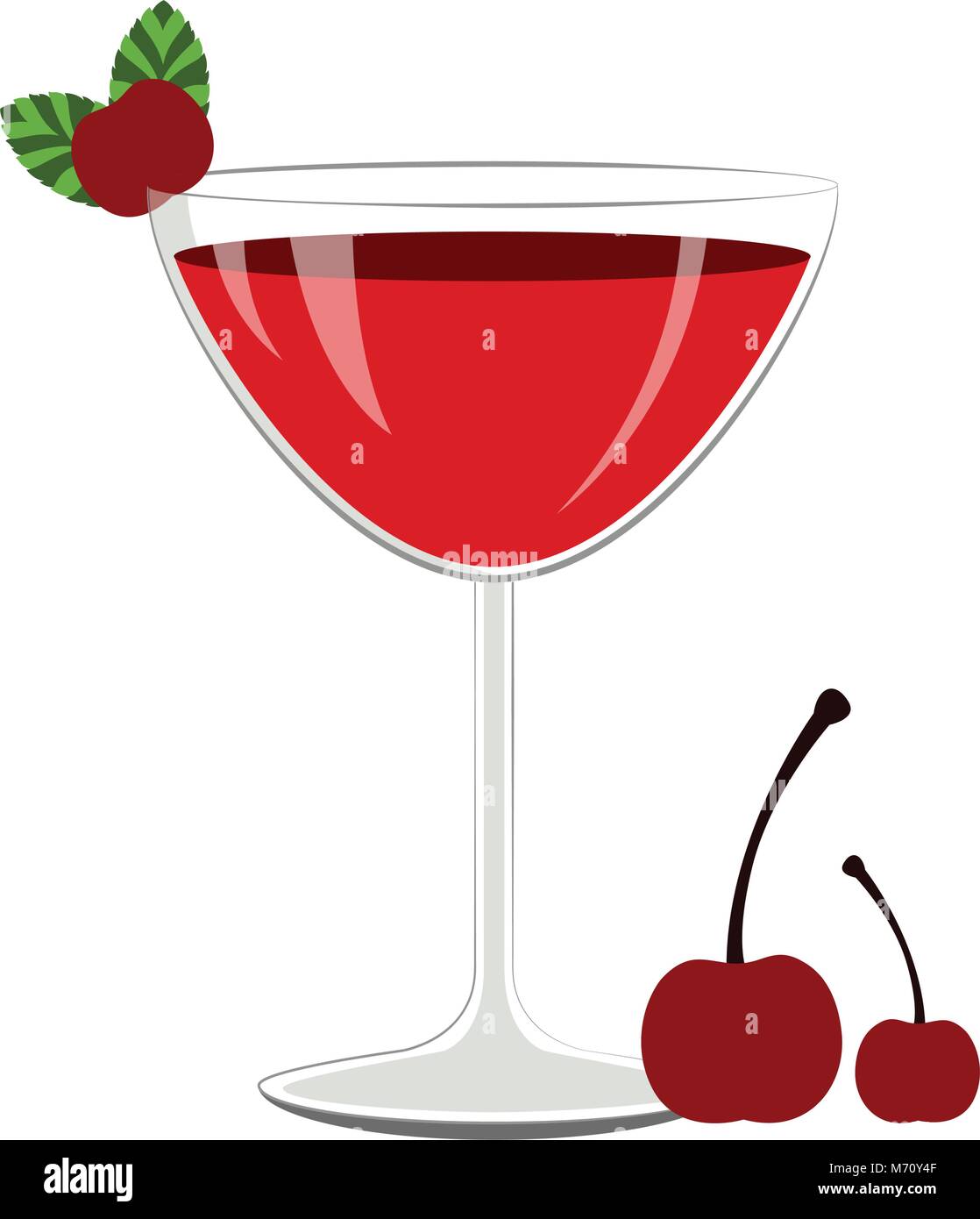 Red cocktail with cherries Stock Vector Image & Art - Alamy