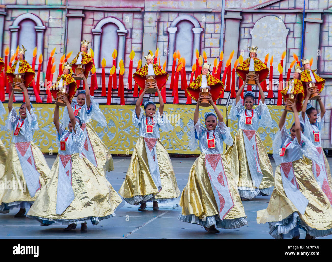 CEBU CITY , PHILIPPINES - JAN 21 : Participants in the Sinulog festival ...