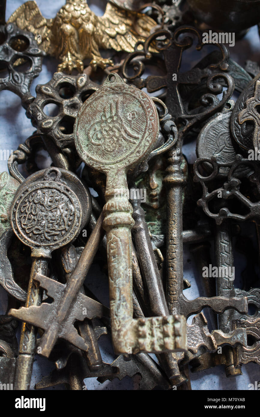 Retro styled color decorativel key made of metal Stock Photo - Alamy