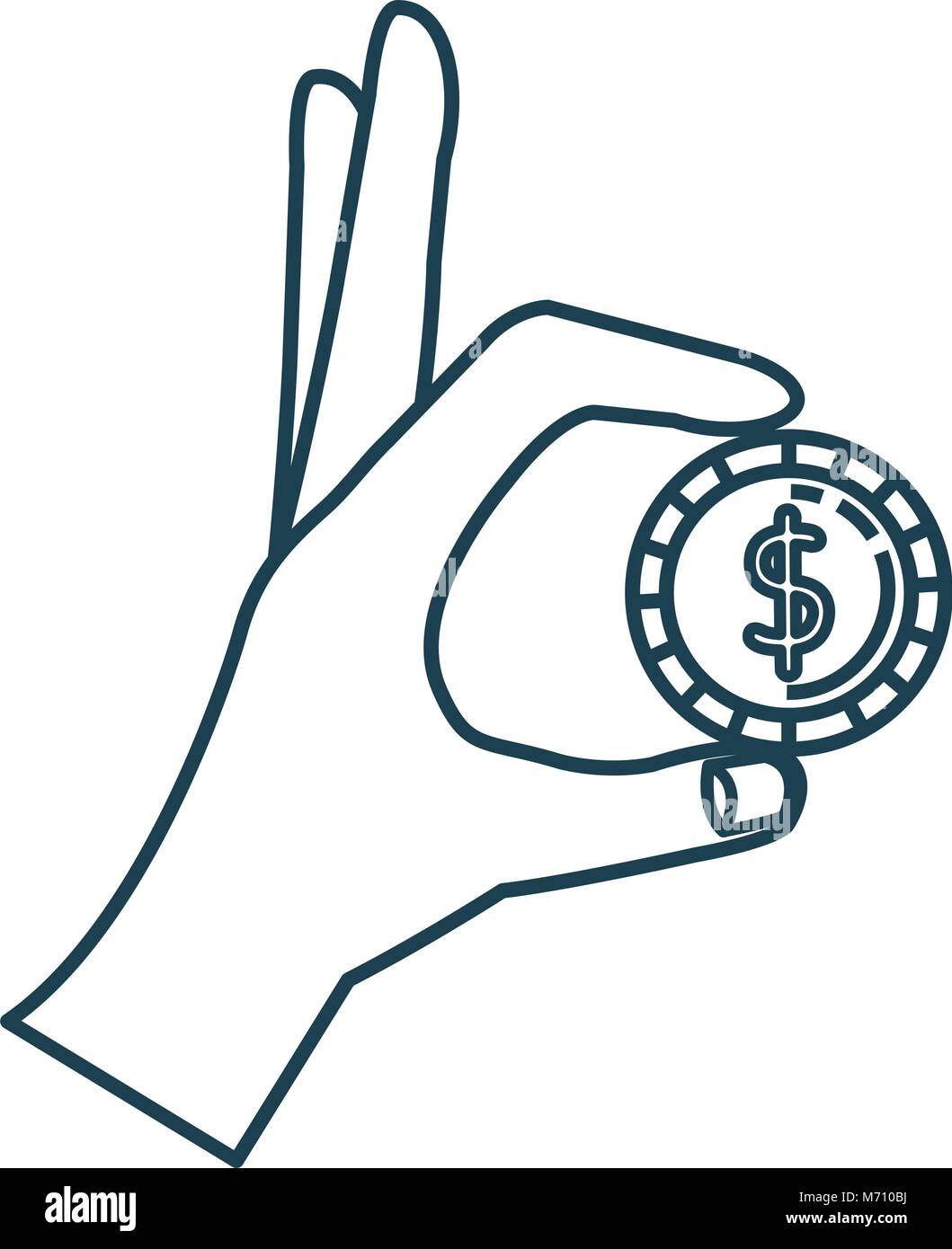 hand with coin money vector illustration design Stock Vector Image ...