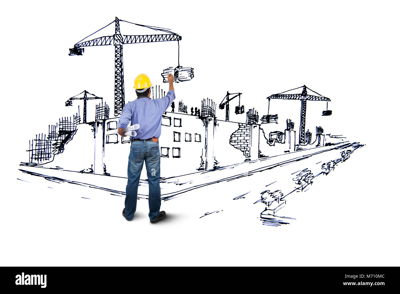 Architect sketching a construction project Stock Photo - Alamy