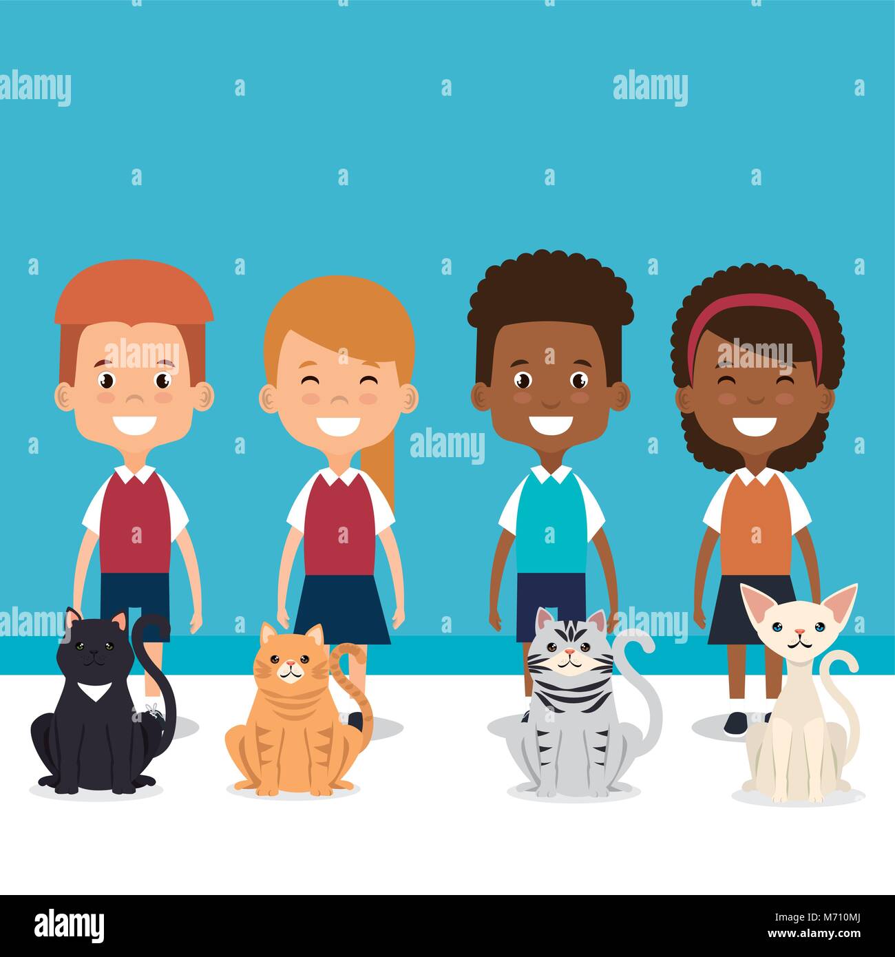 little kids with pets characters vector illustration design Stock ...