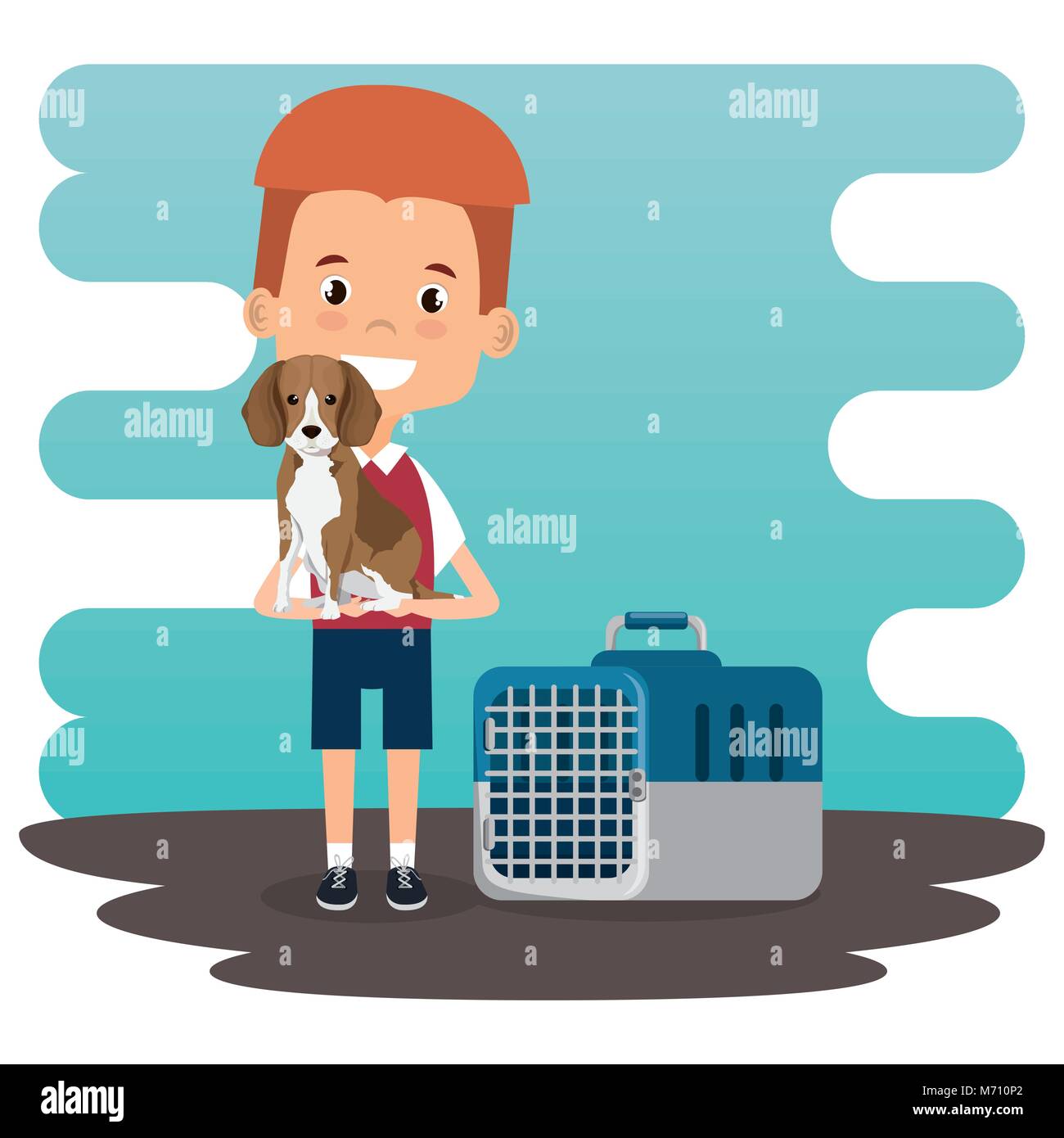 boy with dog character vector illustration design Stock Vector Image ...