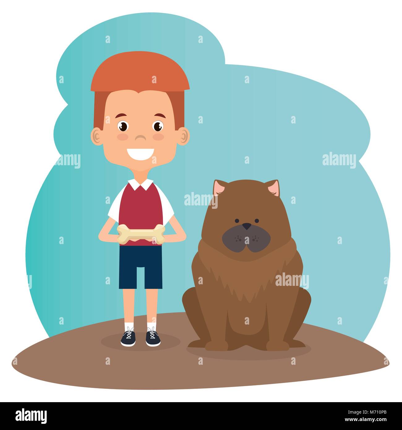 boy with dog character vector illustration design Stock Vector Image ...