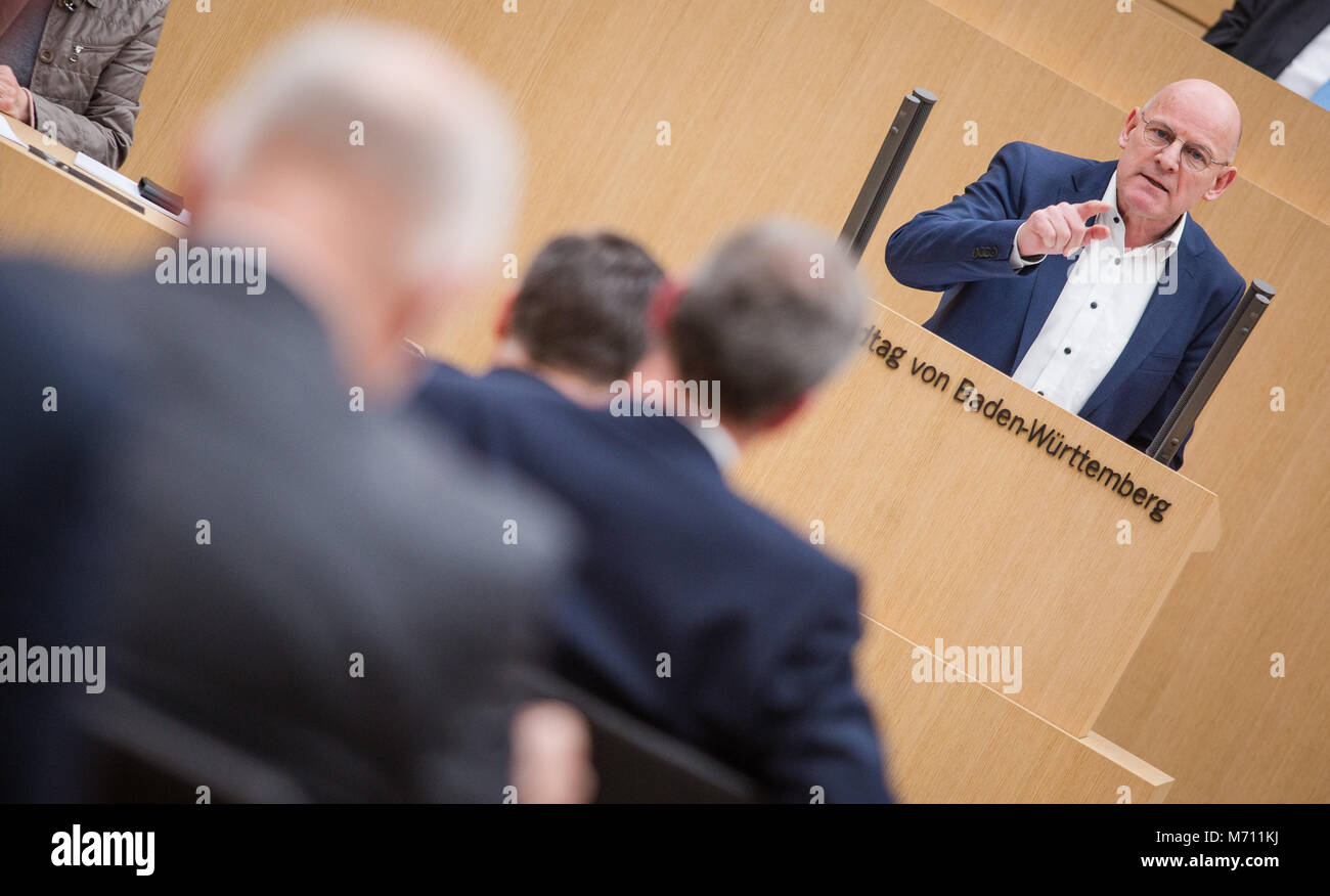 07 March 2018, Germany, Stuttgart: The Minister of Transport of Baden ...