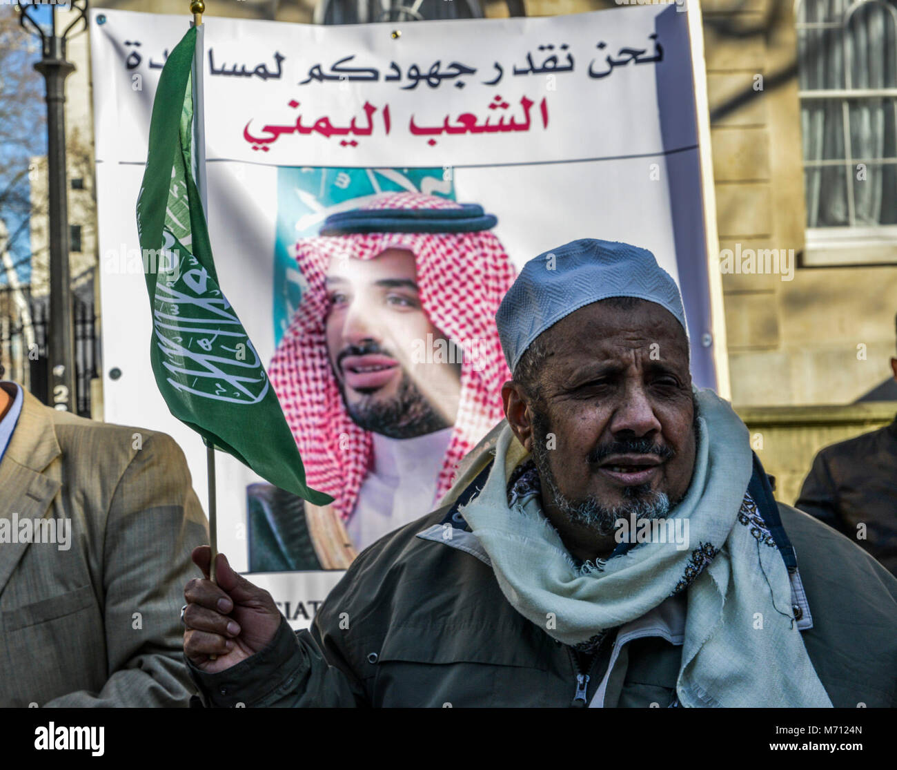 London, UK - March 7th, 2018: Pro-Saudi nationals outside Downing ...