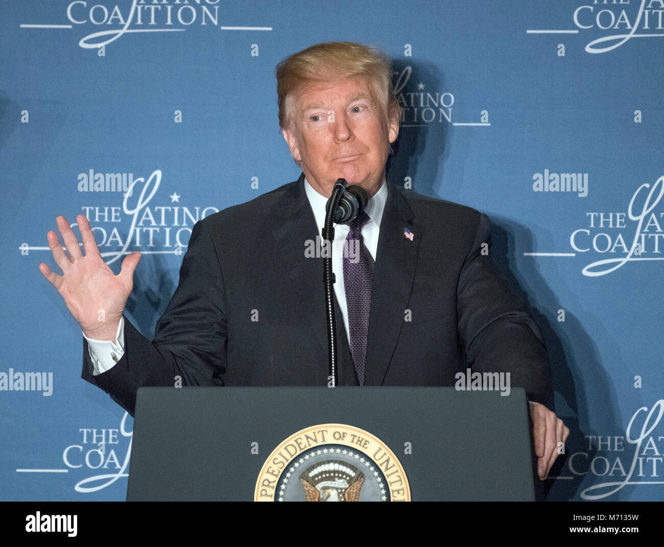 United States President Donald J. Trump makes remarks at the Latino ...