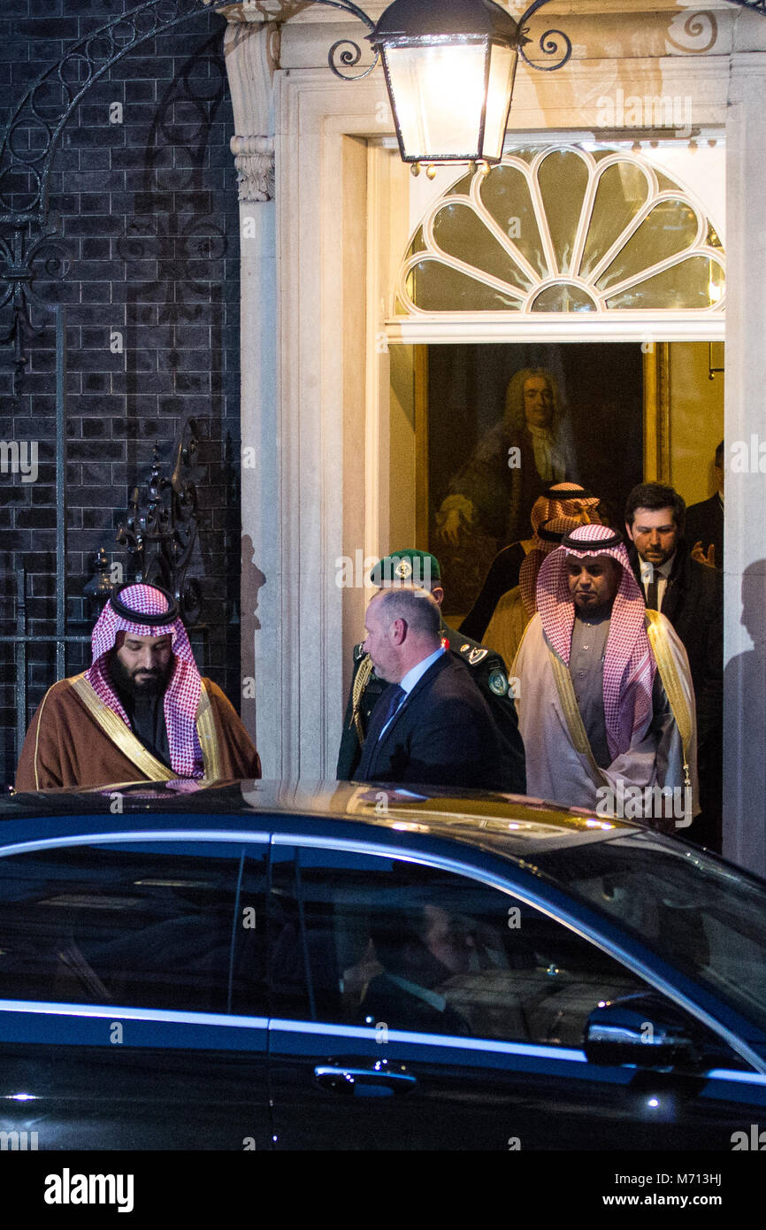 London, UK. 7th March, 2018. Saudi Crown Prince Mohammed bin Salman ...