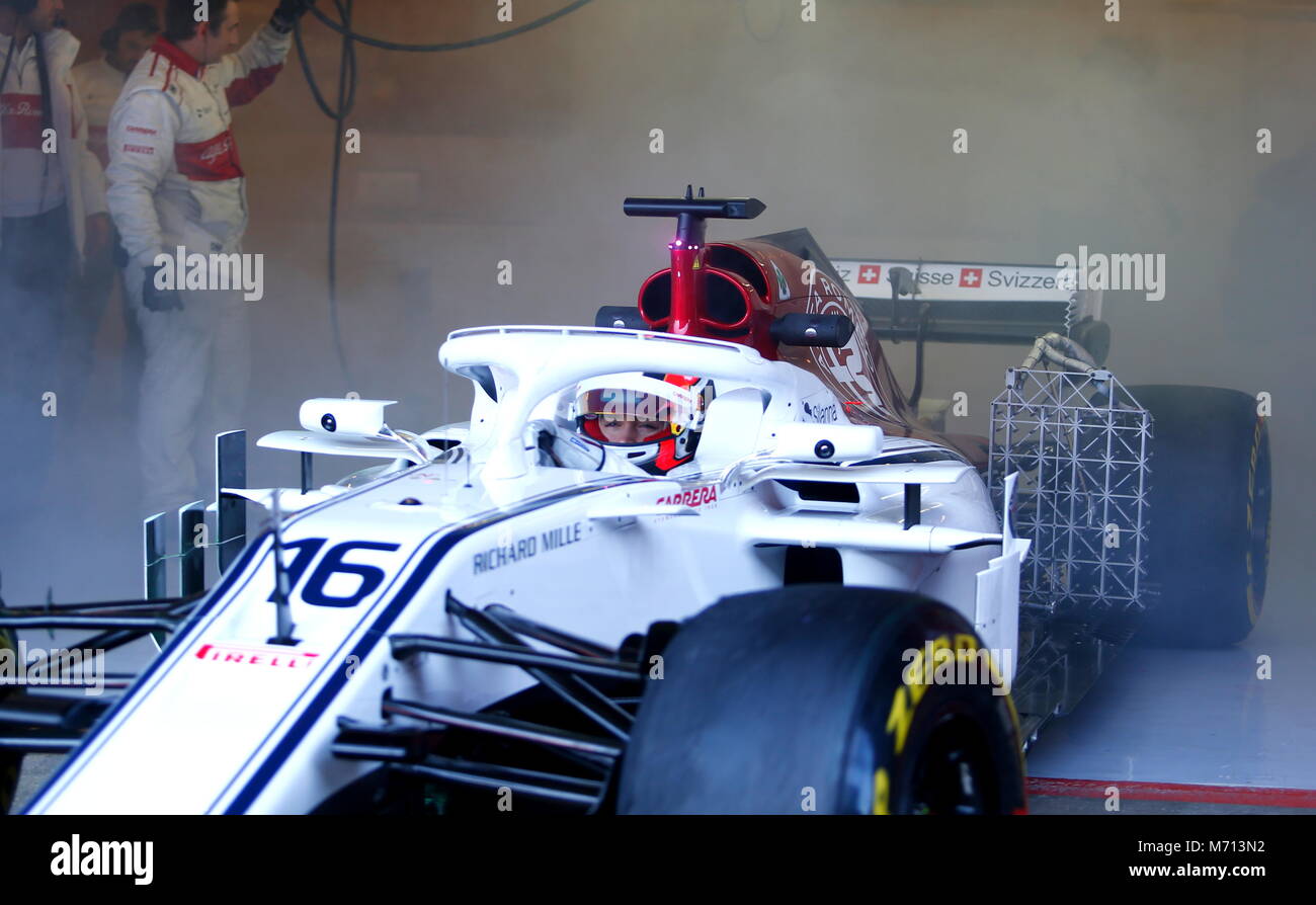 Barcelona, Spain. 7th March, 2018. Leclerc , Alfa Romeo Sauber C37 ...