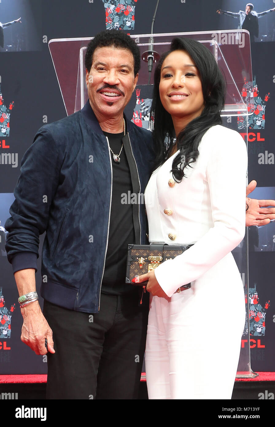 Hollywood, Ca. 7th Mar, 2018. Lionel Richie and Lisa Parigi pictured at ...