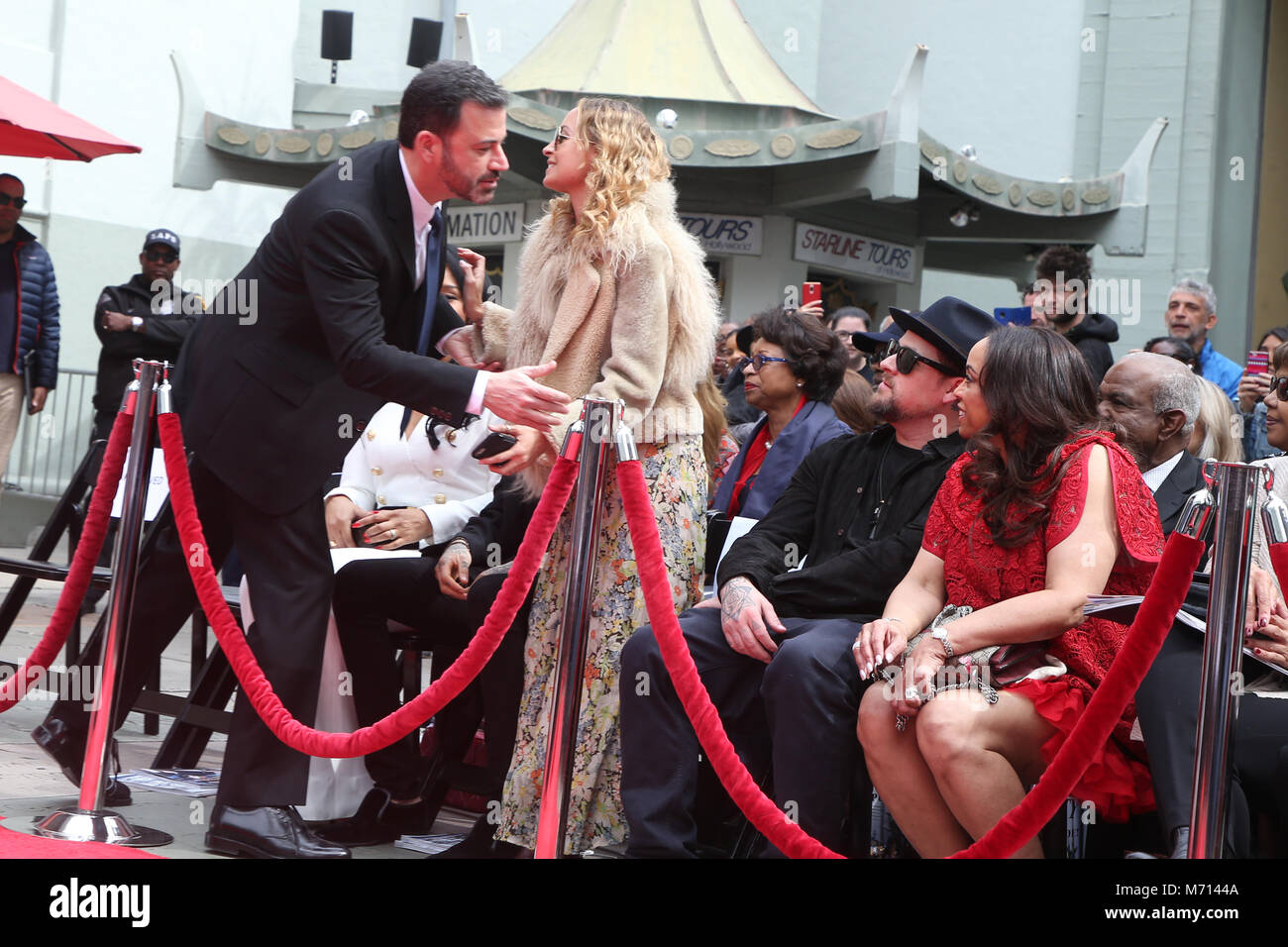 Hollywood, Ca. 7th Mar, 2018. Jimmy Kimmel greets Nicole Riche and Joel ...