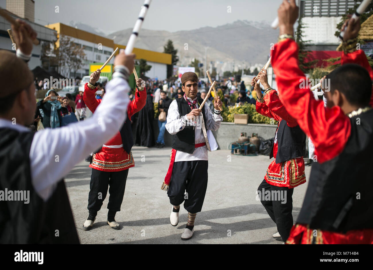 Tehran, Iran. 7th Mar, 2018. Iranian villagers wearing local costumes ...
